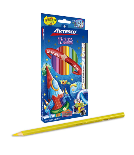 ARTESCO COLORES X 12 LARGO TRIANG + 2 LAPIZ | Utilero Perú
